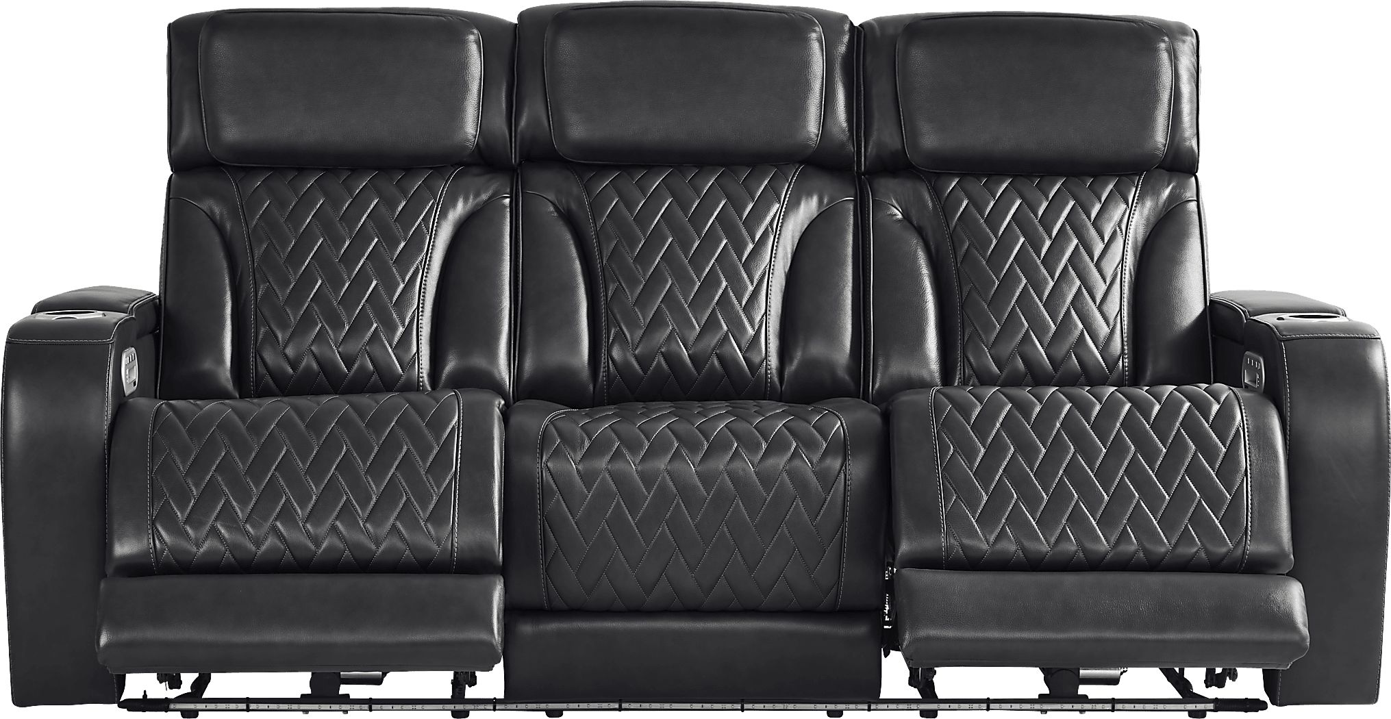 Port Royal Midnight Blue Leather Triple Power Reclining Sofa | Rooms to Go