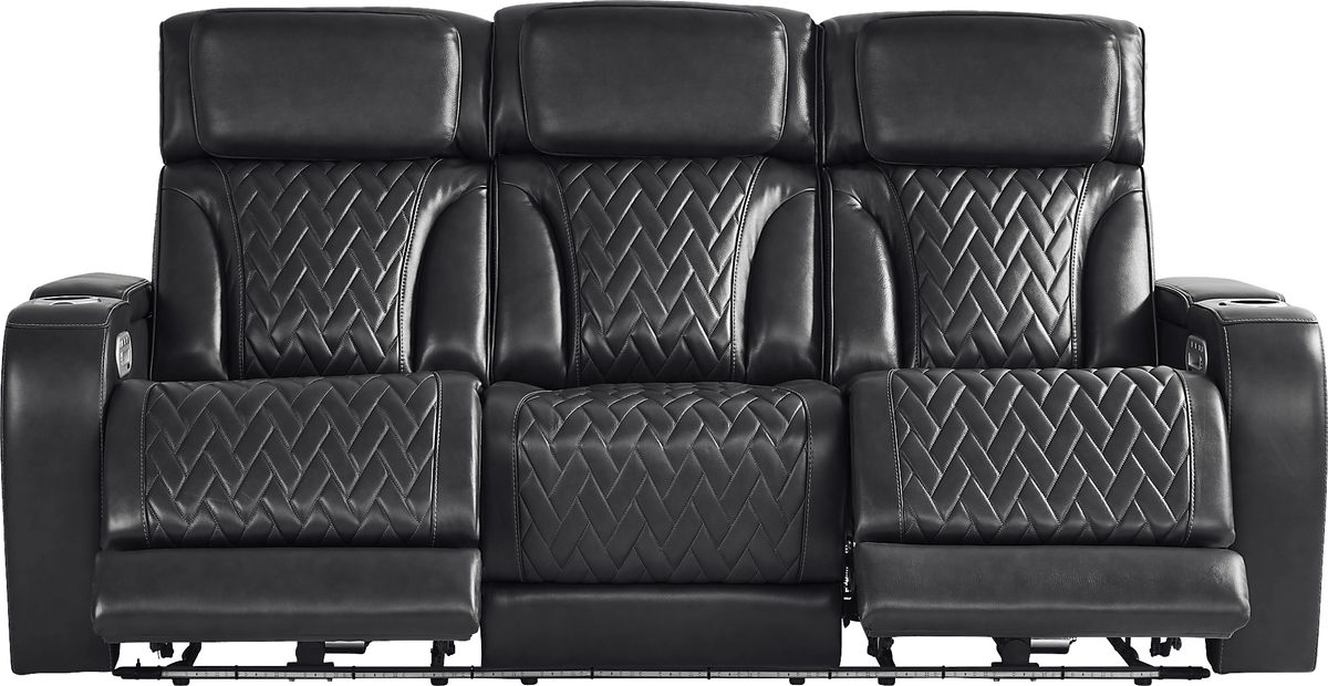 Port Royal 2 Pc Midnight Blue Leather Triple Power Reclining Living ...