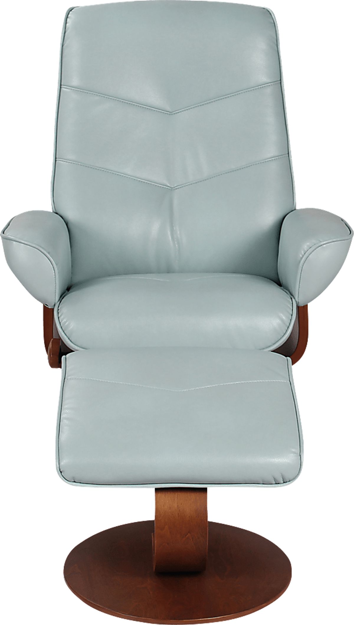 Powis Light Blue Leather Power Recliner | Rooms to Go