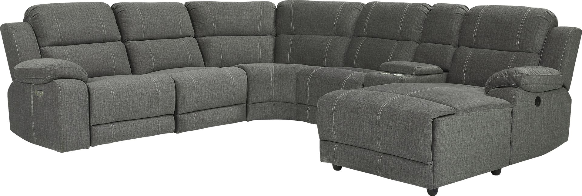 Prescott Point Gray Microfiber 6 Pc Power Reclining Sectional | Rooms to Go