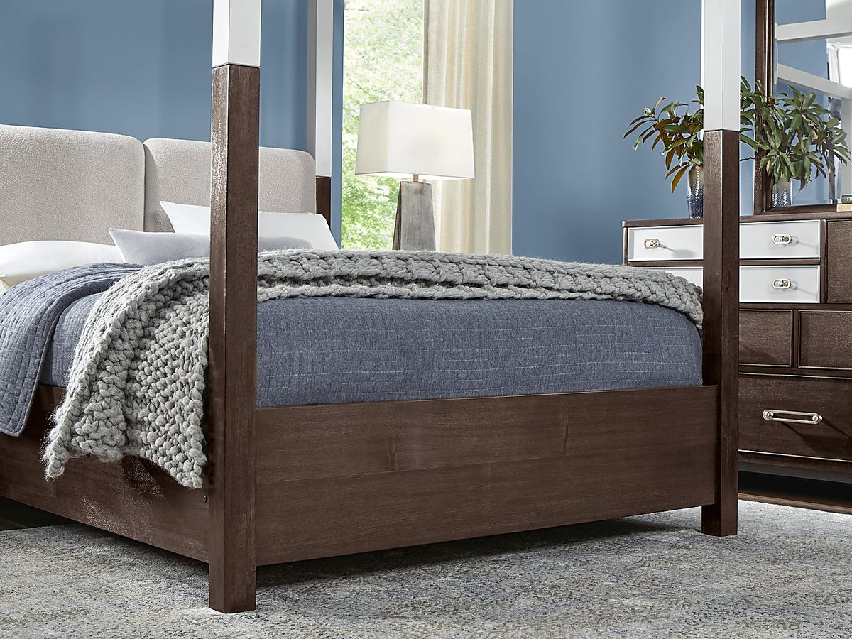 Prospect Heights Dark Brown Wood 3 Pc King Canopy Bed | Rooms to Go