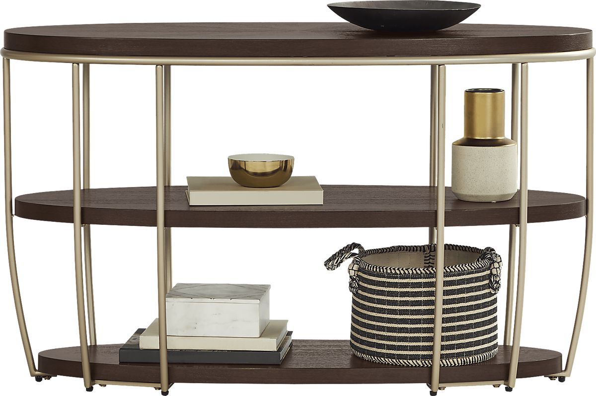 Prospect Heights Brown Cherry Dark Wood Metal,Wood Sofa Table | Rooms to Go