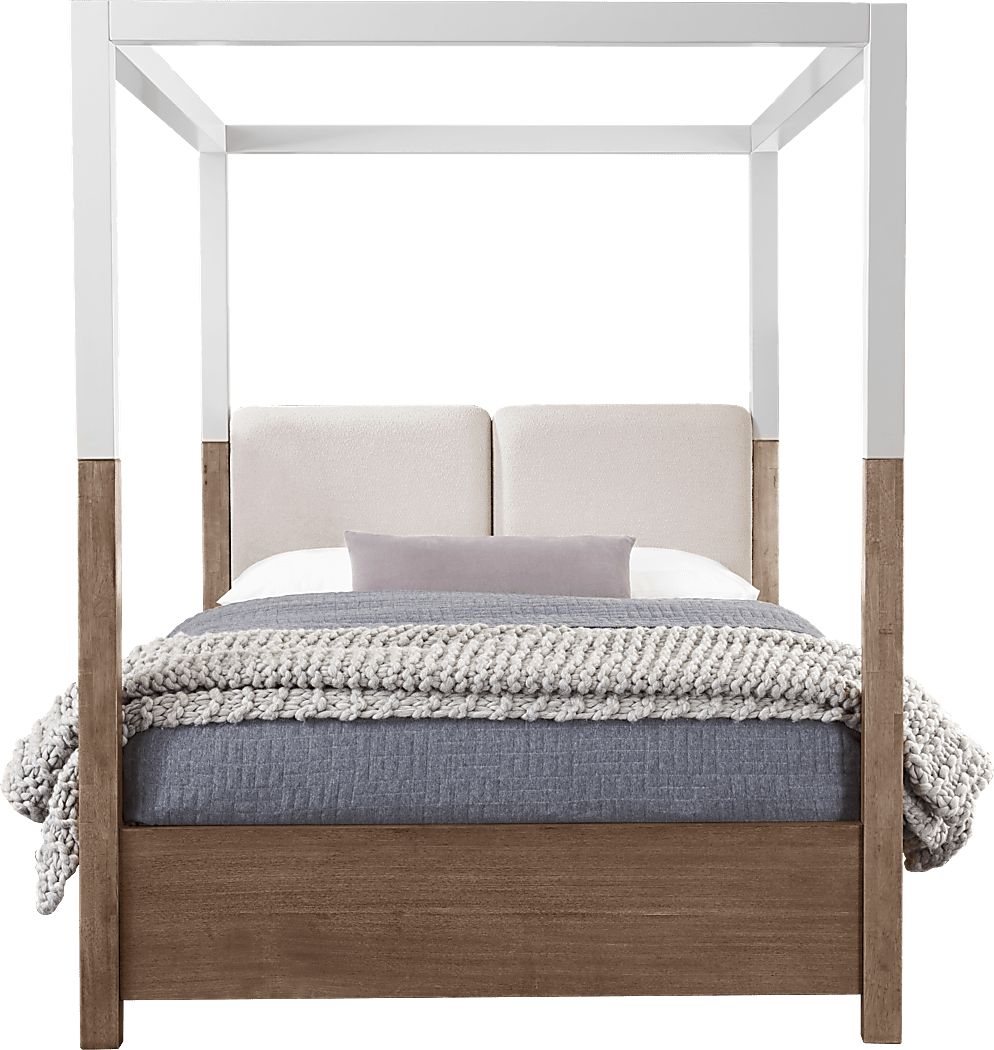 Prospect Heights Caramel Light Wood 3 Pc Queen Canopy Bed | Rooms to Go