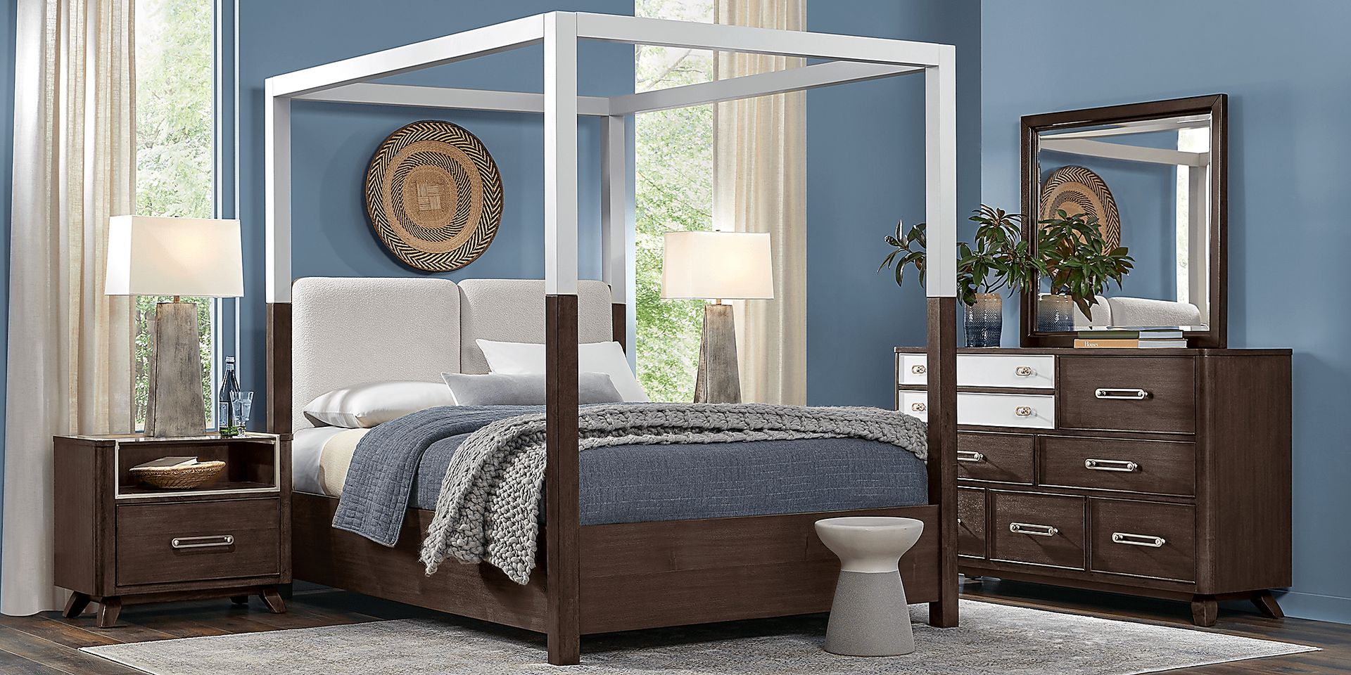 Prospect Heights Dark Brown Wood 3 Pc King Canopy Bed | Rooms to Go