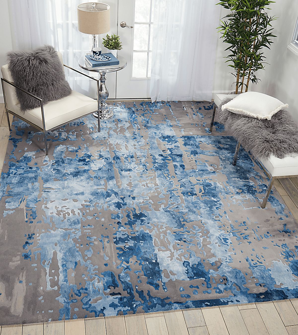 Pruzor Blue,Gray Rug | Rooms to Go