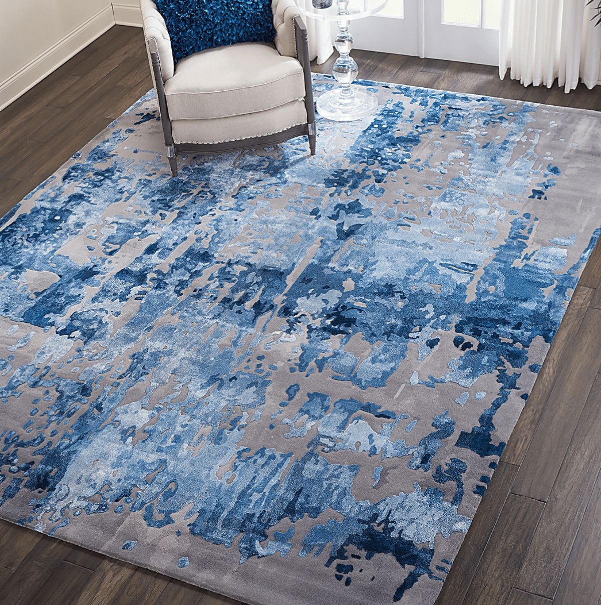 Pruzor Blue,Gray Rug | Rooms to Go