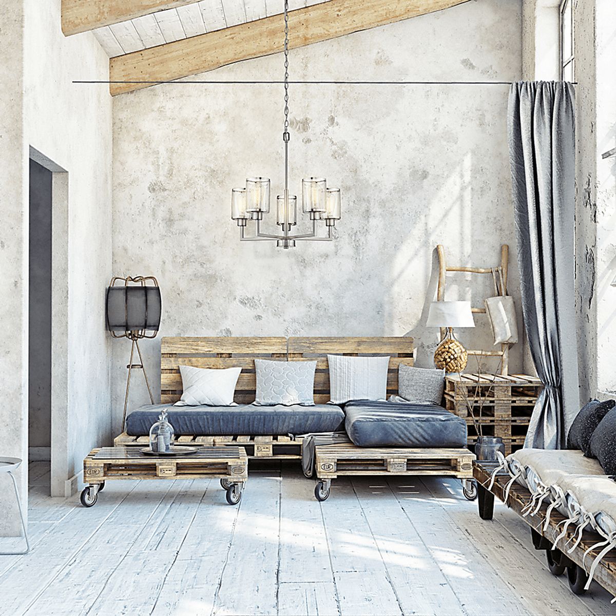 Pulama Nickel Gray Chandelier | Rooms to Go