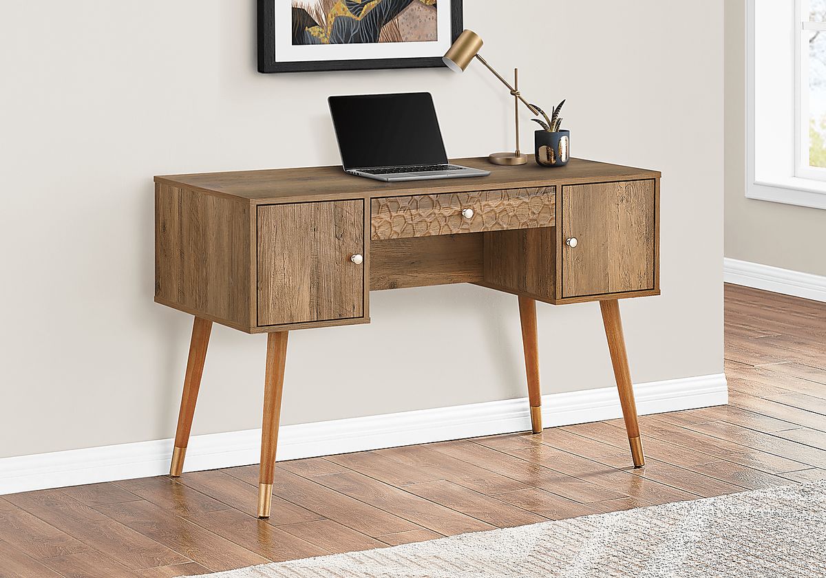 Pyrit Walnut Dark Wood Desk | Rooms to Go