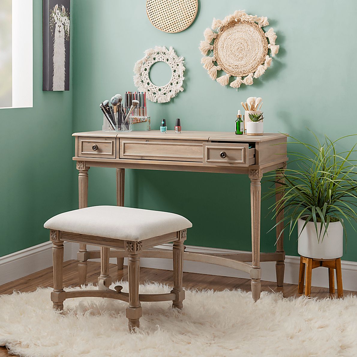 Quackenboss Brown Vanity Set - Rooms To Go