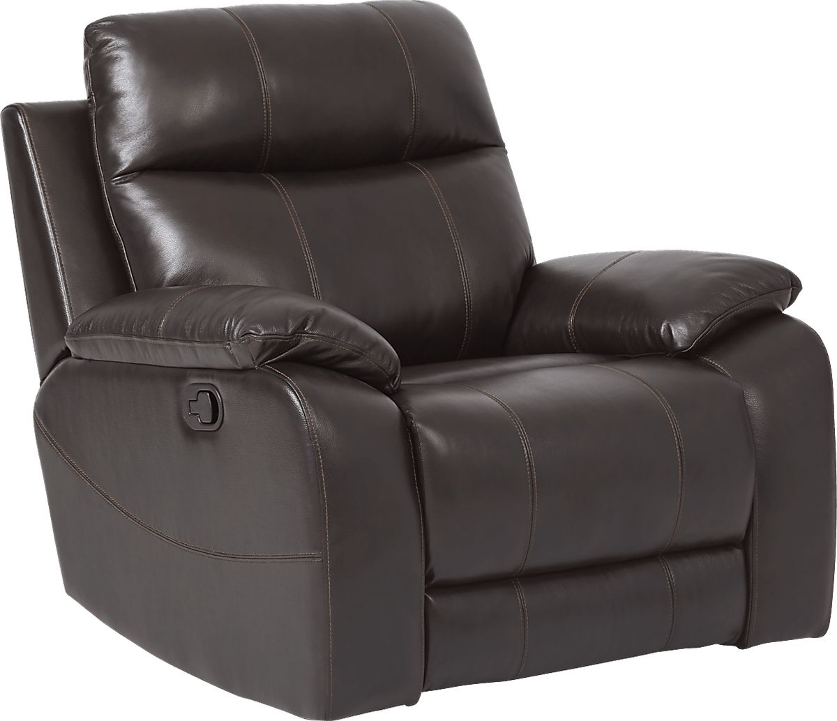 Ragili Dark Brown Leather Glider Recliner | Rooms to Go