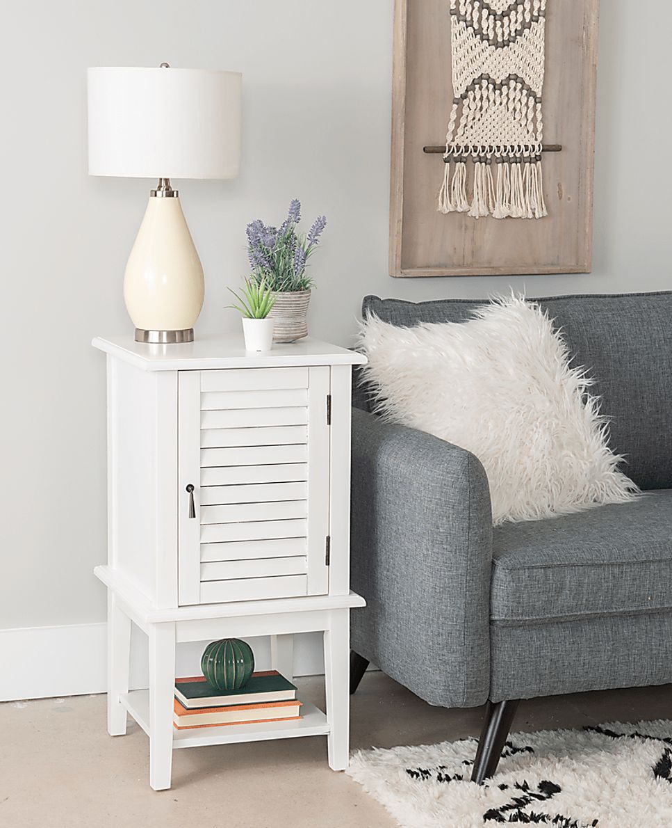 Raiden White Shutter Door Table - Rooms To Go