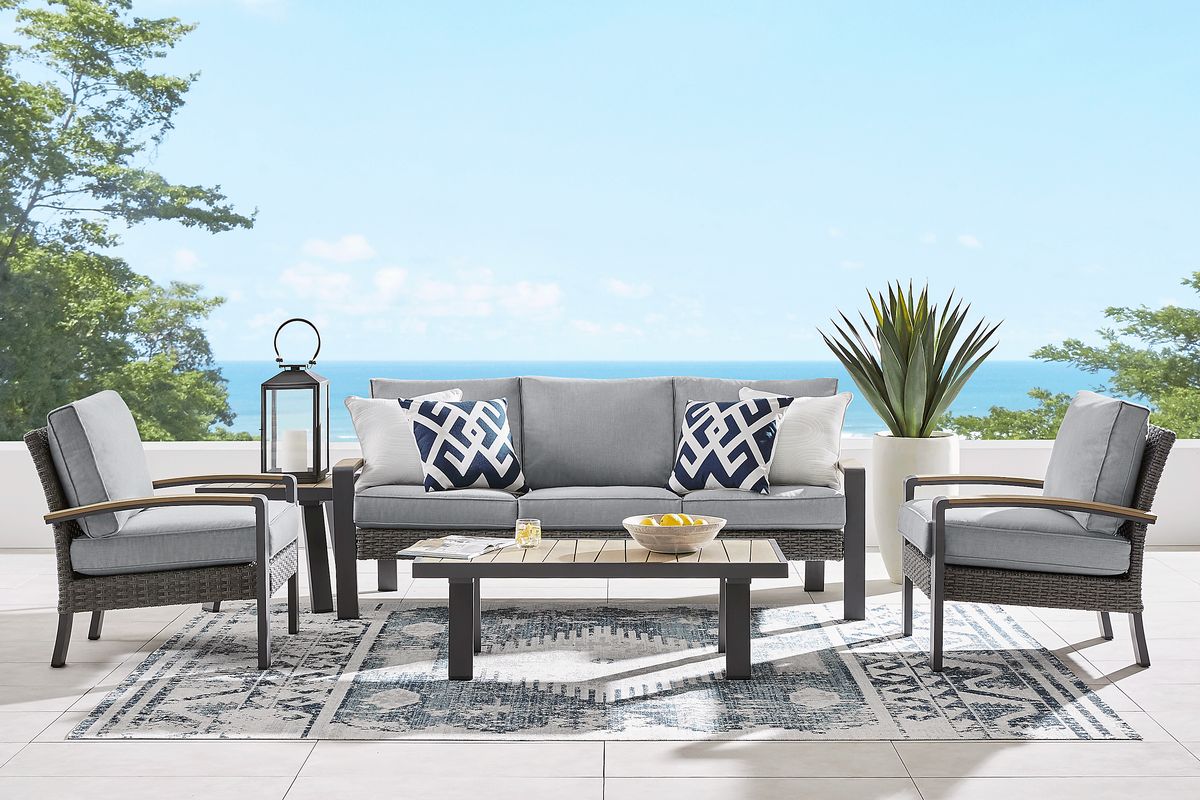 Randolph Gray Aluminum Outdoor 5 Pc Seating | Rooms to Go