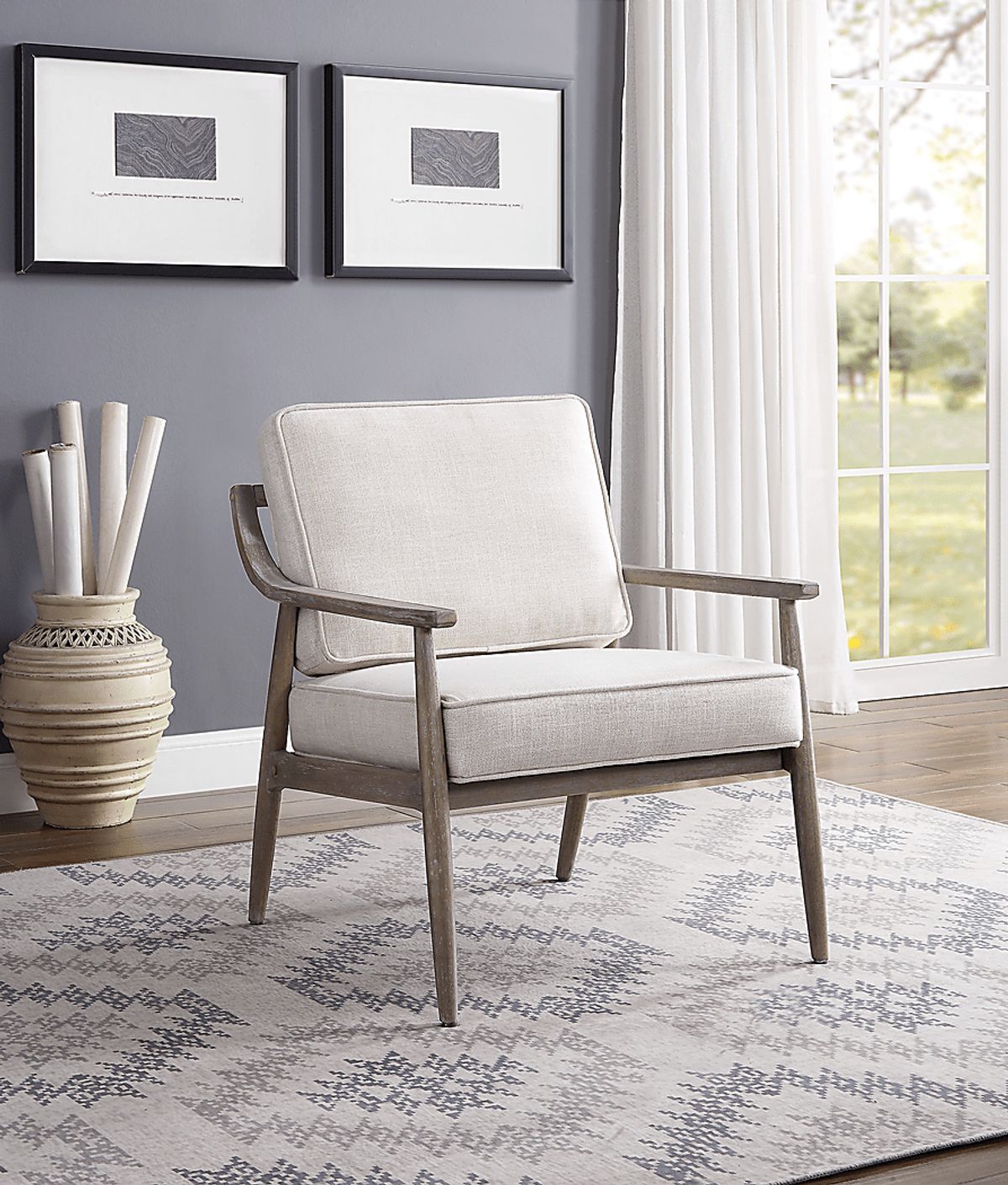 Ranelo I Cream Beige Polyester Fabric Accent Chair | Rooms to Go