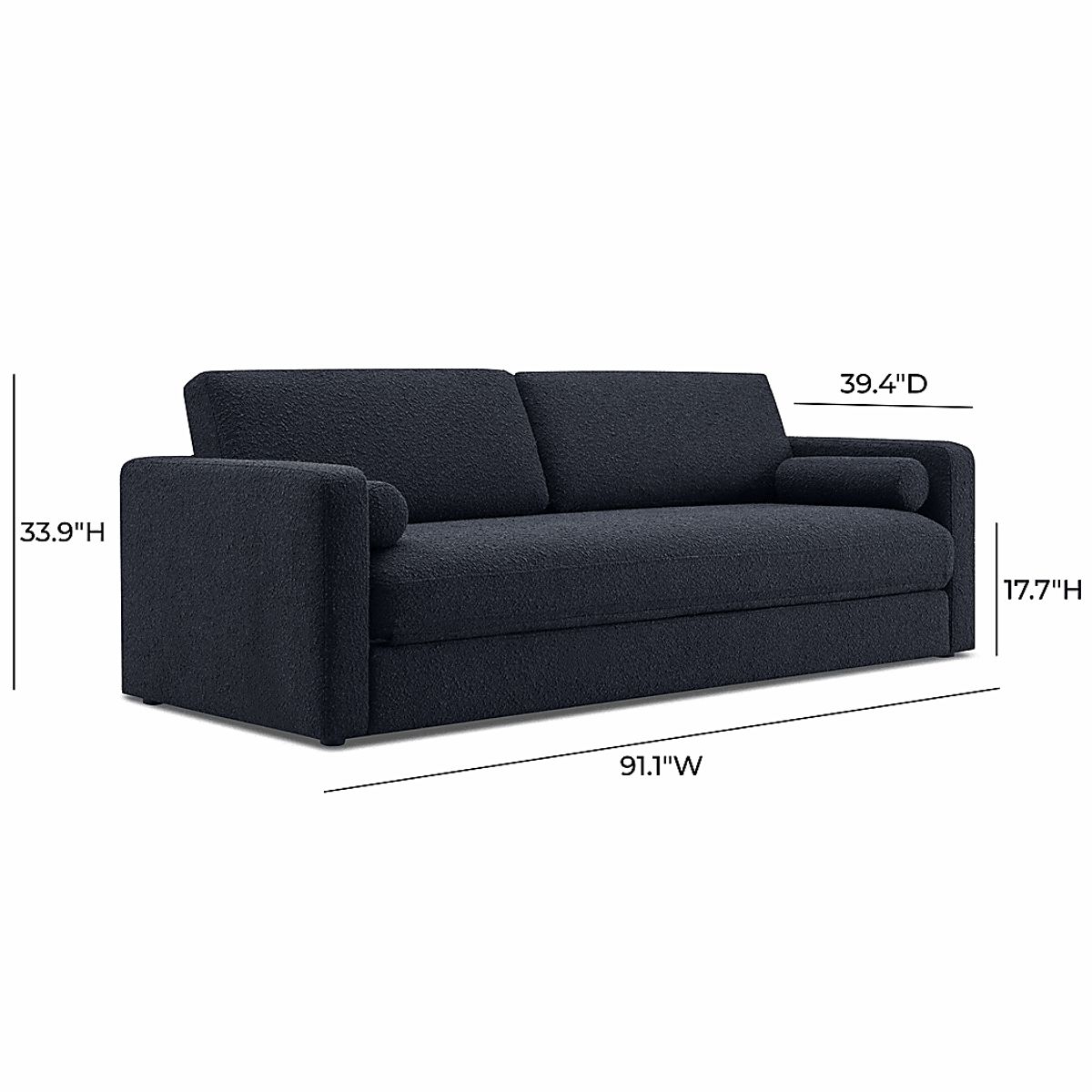 Rapalla Black Boucle Sleeper Sofa | Rooms to Go