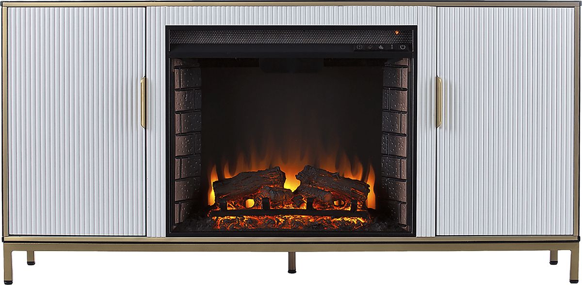 Rascher II White Colors,White 54" Console, With Electric Fireplace ...