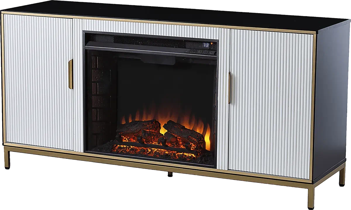 Rascher II White Colors,White 54" Console, With Electric Fireplace ...