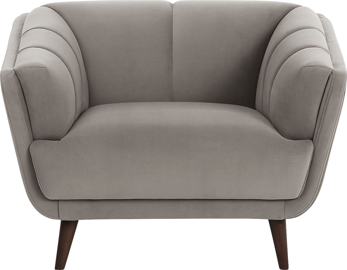 Ravenna Road Ash Beige,Gray Velvet Plush Chair | Rooms to Go