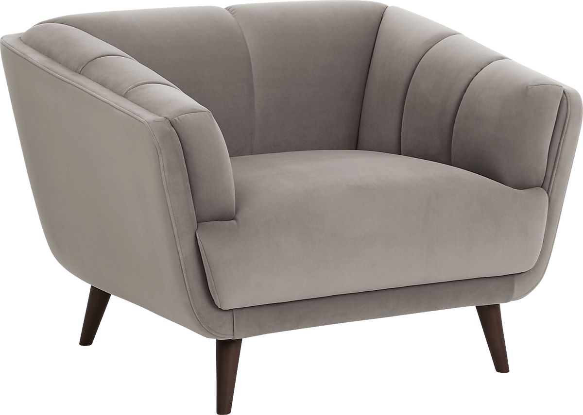 Ravenna Road Ash Beige,Gray Velvet Plush Chair | Rooms to Go