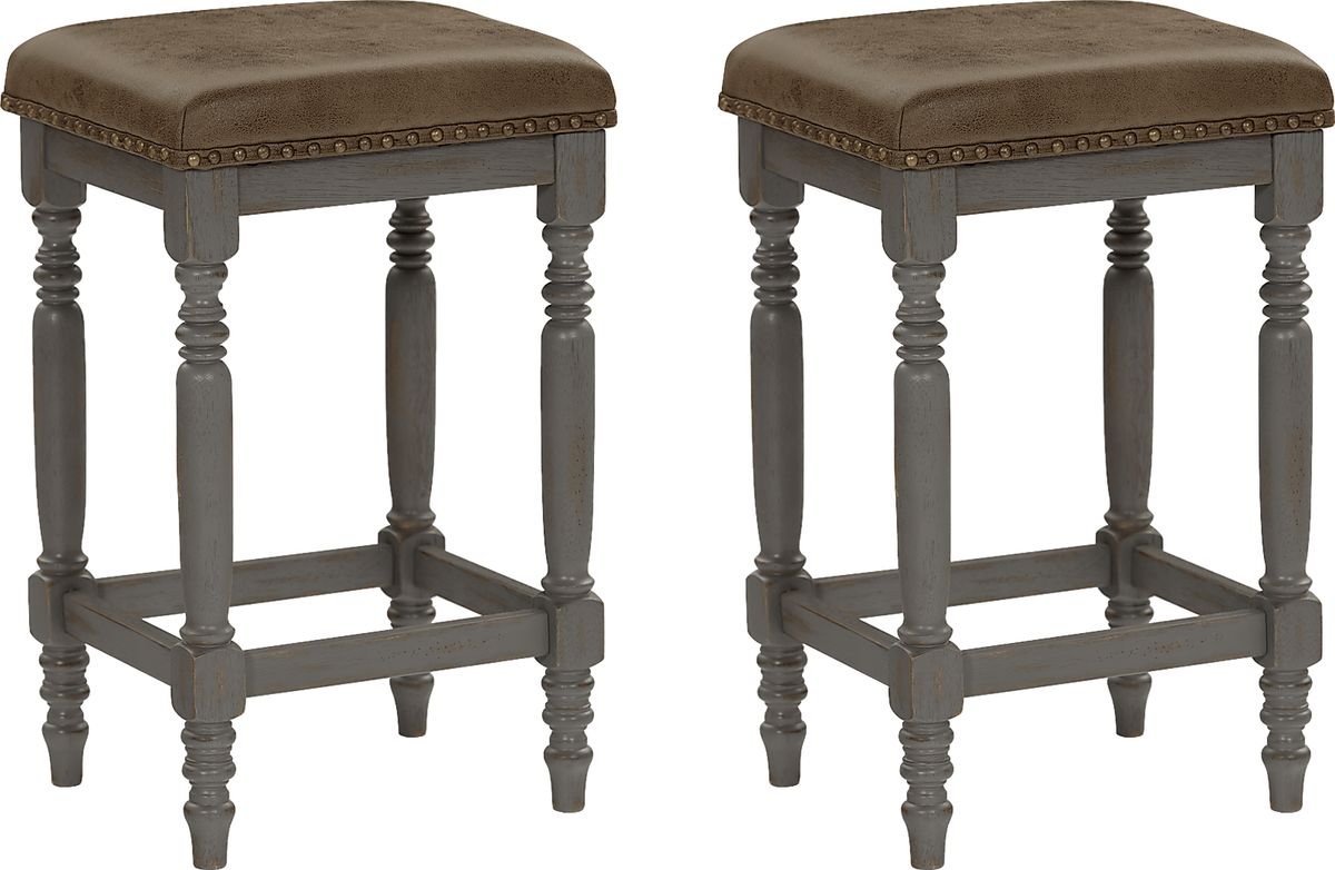 Raylene Gray Polyester Fabric Counter Stool, Set Of 2 | Rooms to Go