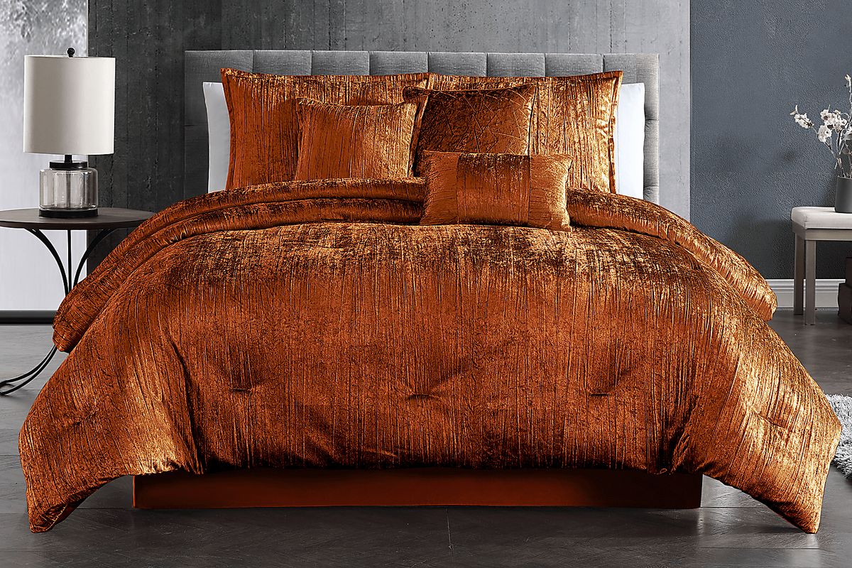 Recine Bronze Brown,Yellow Polyester Fabric Queen Linen | Rooms to Go