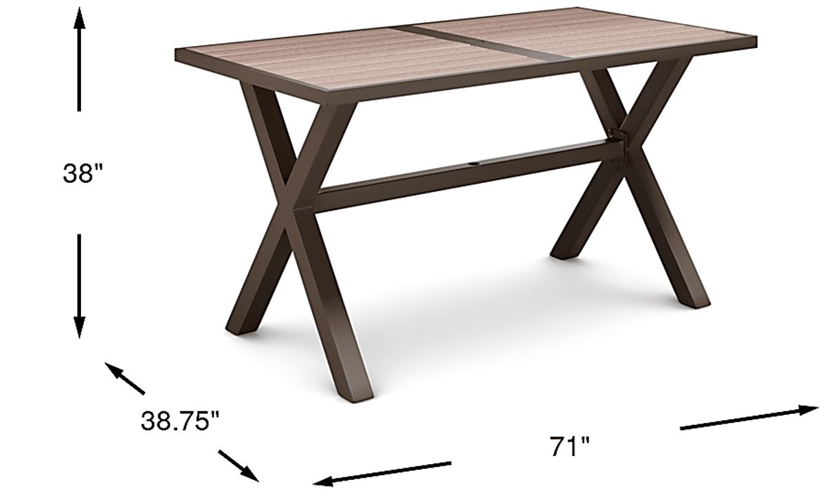 Rialto Brown Dark Wood Aluminum Outdoor Rectangle Bar Table | Rooms to Go