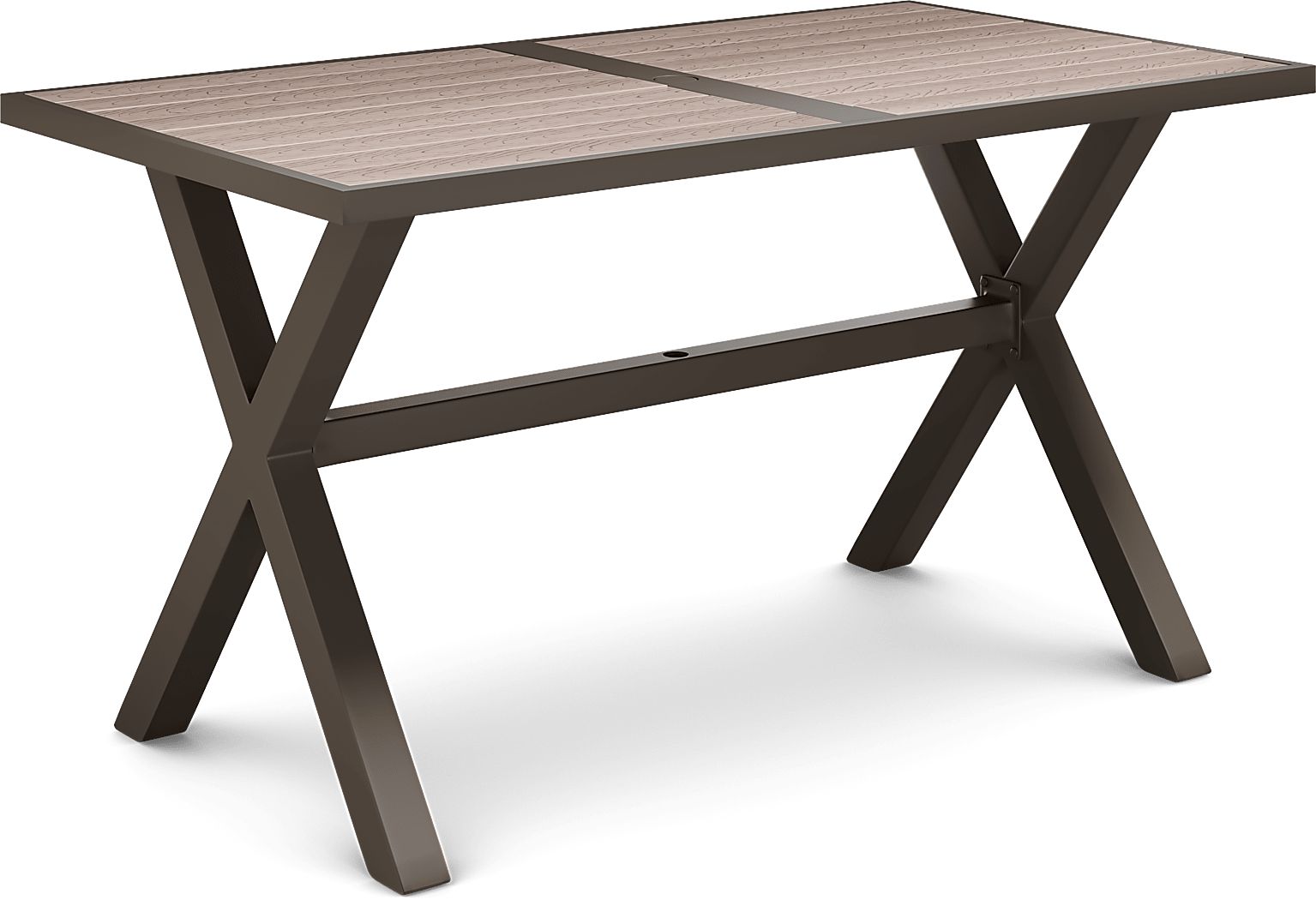 Rialto 5 Pc Brown Dark Wood Putty Beige Aluminum Outdoor Dining Set With Rectangle Bar Table ...