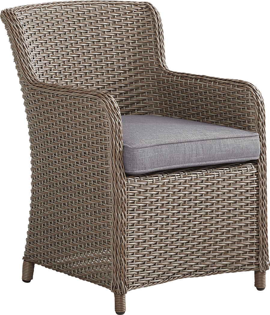 Ridgecrest Brown Outdoor Arm Chair with Slate Cushions - Rooms To Go