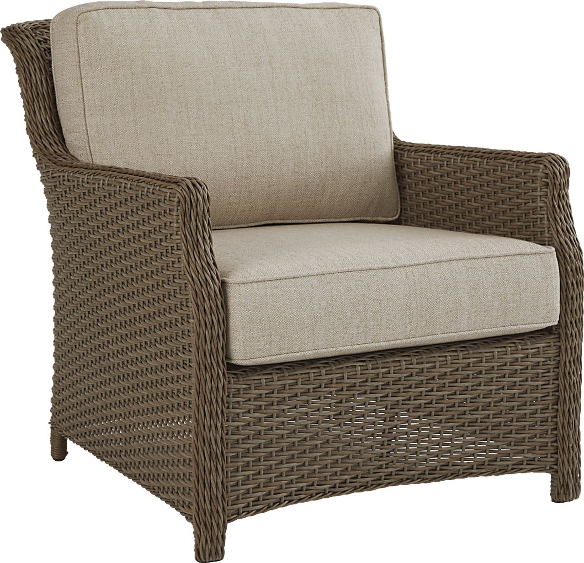 Ridgecrest 4 Pc Brown Dark Wood Pebble Beige Outdoor Seating Set With ...