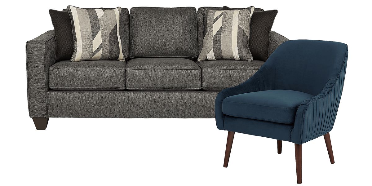 Ridgewater 2 Pc Graphite Gray Textured Living Room Set | Rooms to Go