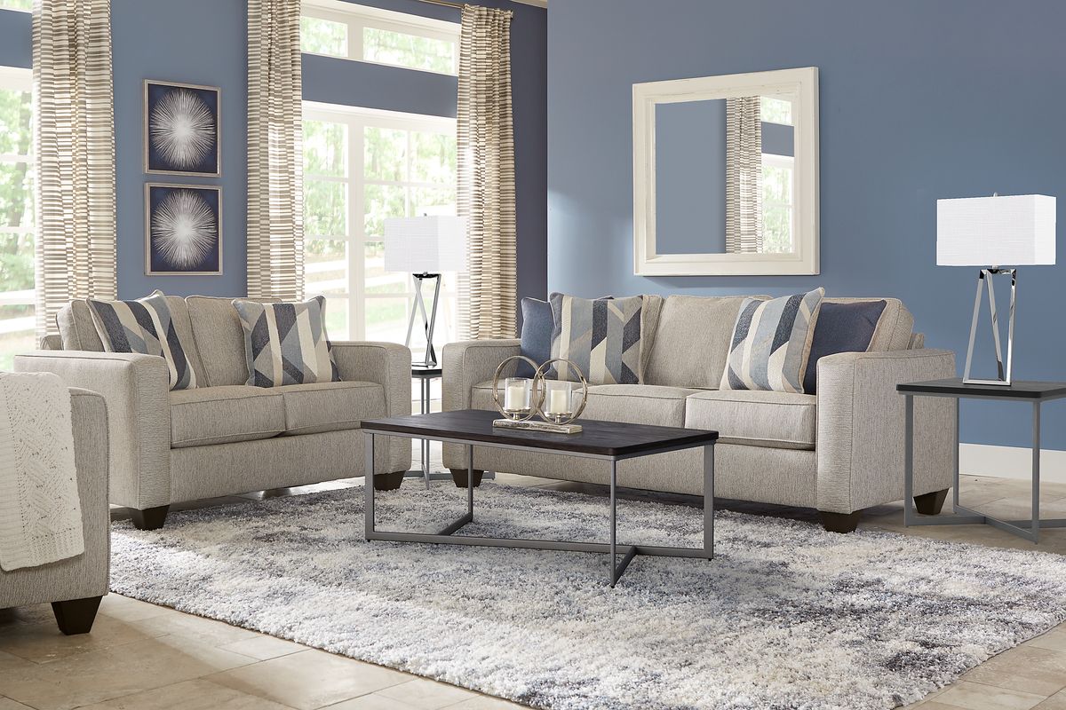 Ridgewater 8 Pc Light Gray Textured Living Room Set With Sofa, Loveseat ...