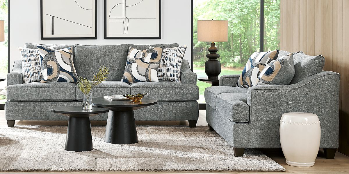 Riley Blue Chenille Fabric Sofa | Rooms to Go