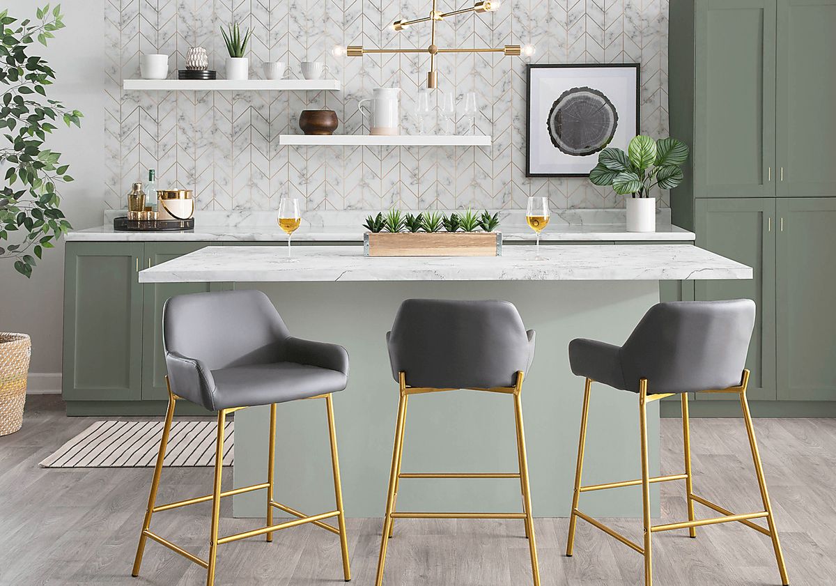 Rimcrest I Gold Colors,Metal Gray Counter Height Stool, Set Of 2 ...