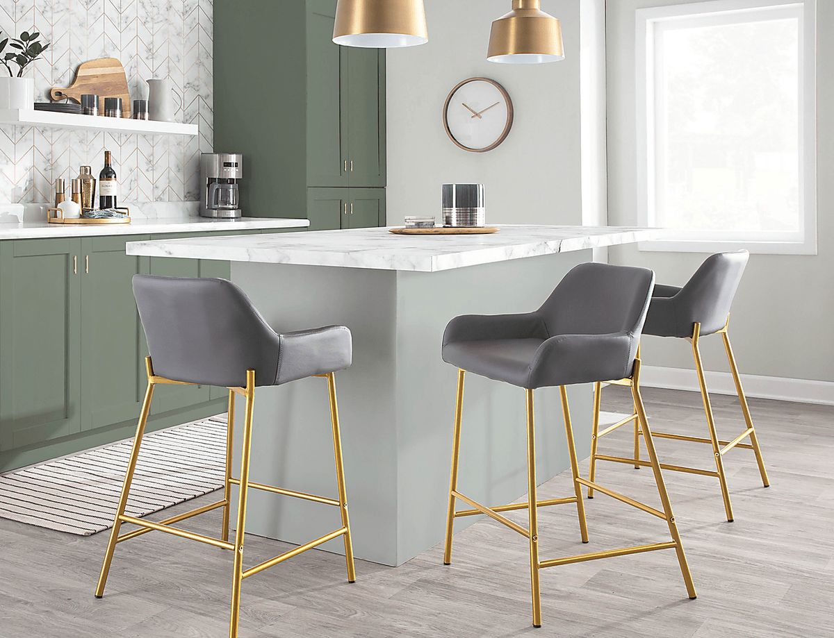 Rimcrest I Gold Colors,Metal Gray Counter Height Stool, Set Of 2 ...