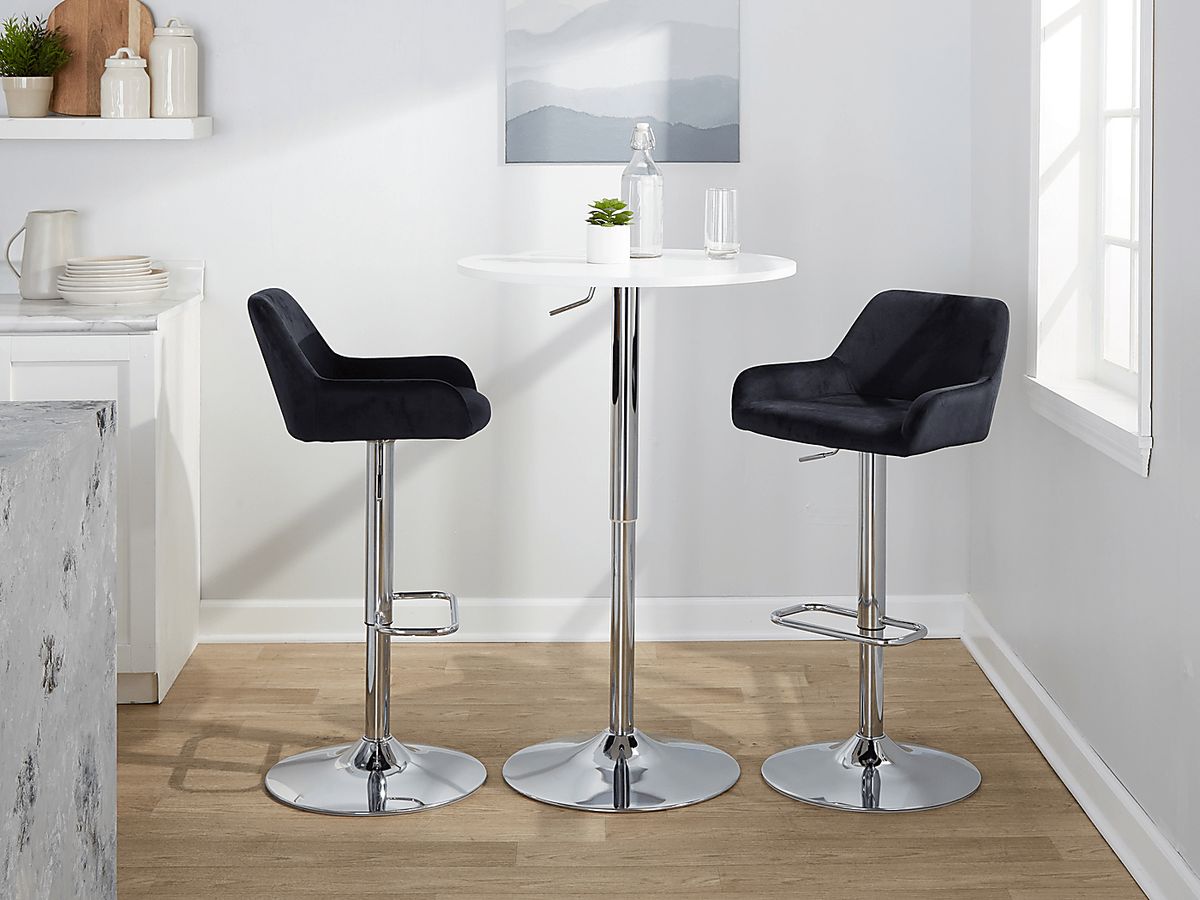 Rimcrest IX Chrome Metal Black Adjustable,Swivel Barstool | Rooms to Go