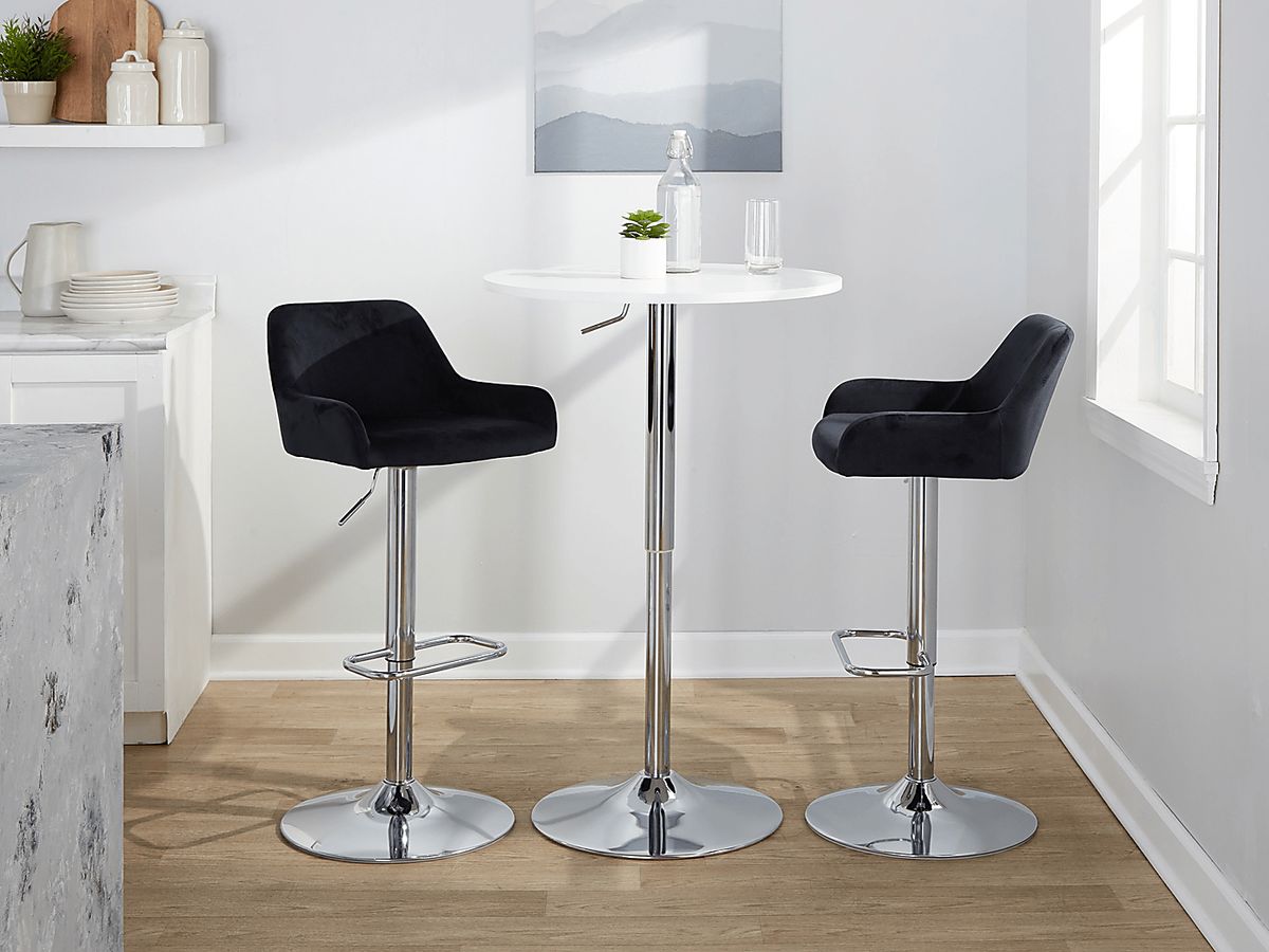 Rimcrest IX Chrome Metal Black Adjustable,Swivel Barstool | Rooms to Go