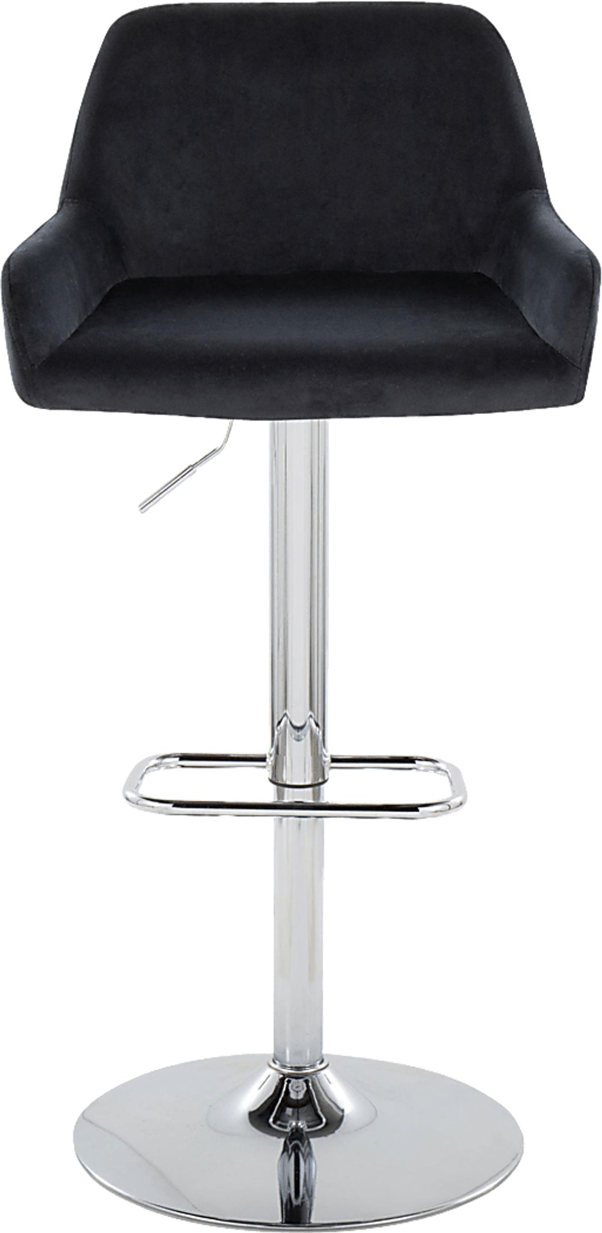 Rimcrest IX Chrome Metal Black Adjustable,Swivel Barstool | Rooms to Go