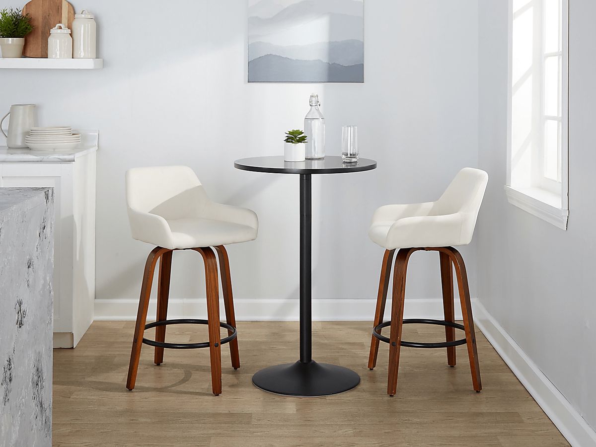 Rimcrest VI Walnut Dark Wood Cream Beige Polyester Fabric Swivel ...