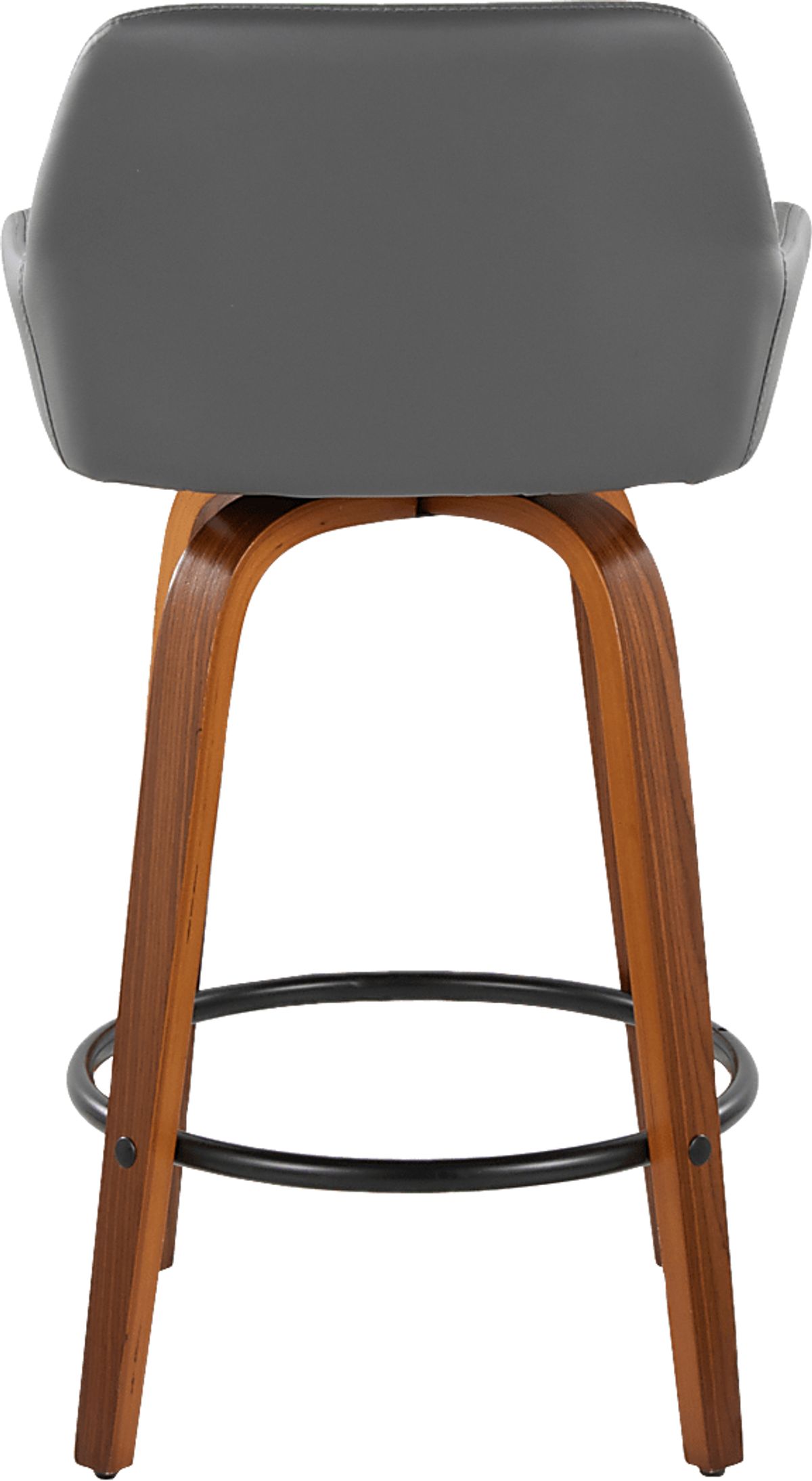 Rimcrest VI Walnut Dark Wood Gray Polyurethane Fabric Swivel Barstool ...