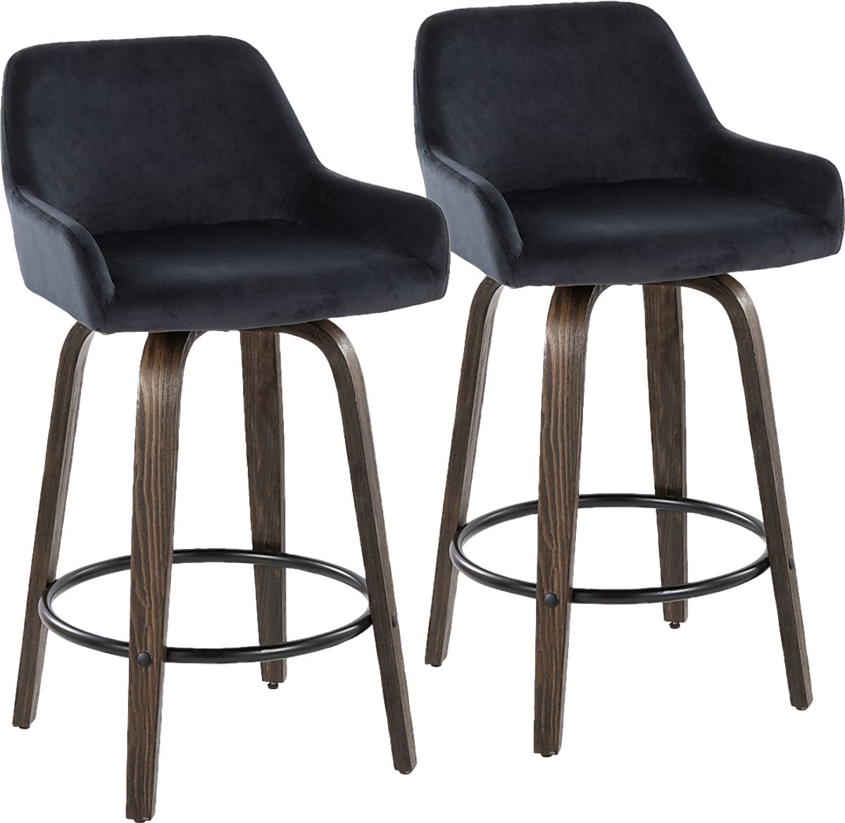 Rimcrest VII Walnut Dark Wood Black Swivel Barstool | Rooms to Go