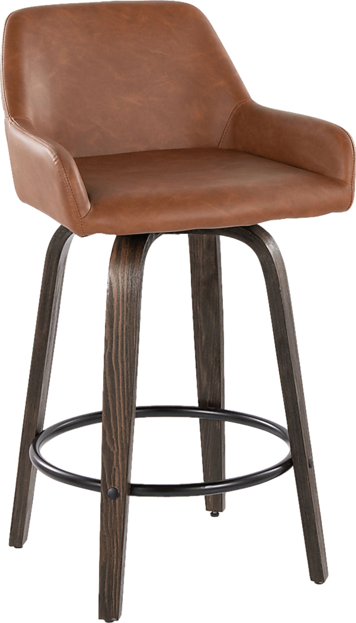 Rimcrest VII Walnut Dark Wood Camel Brown Swivel Barstool | Rooms to Go