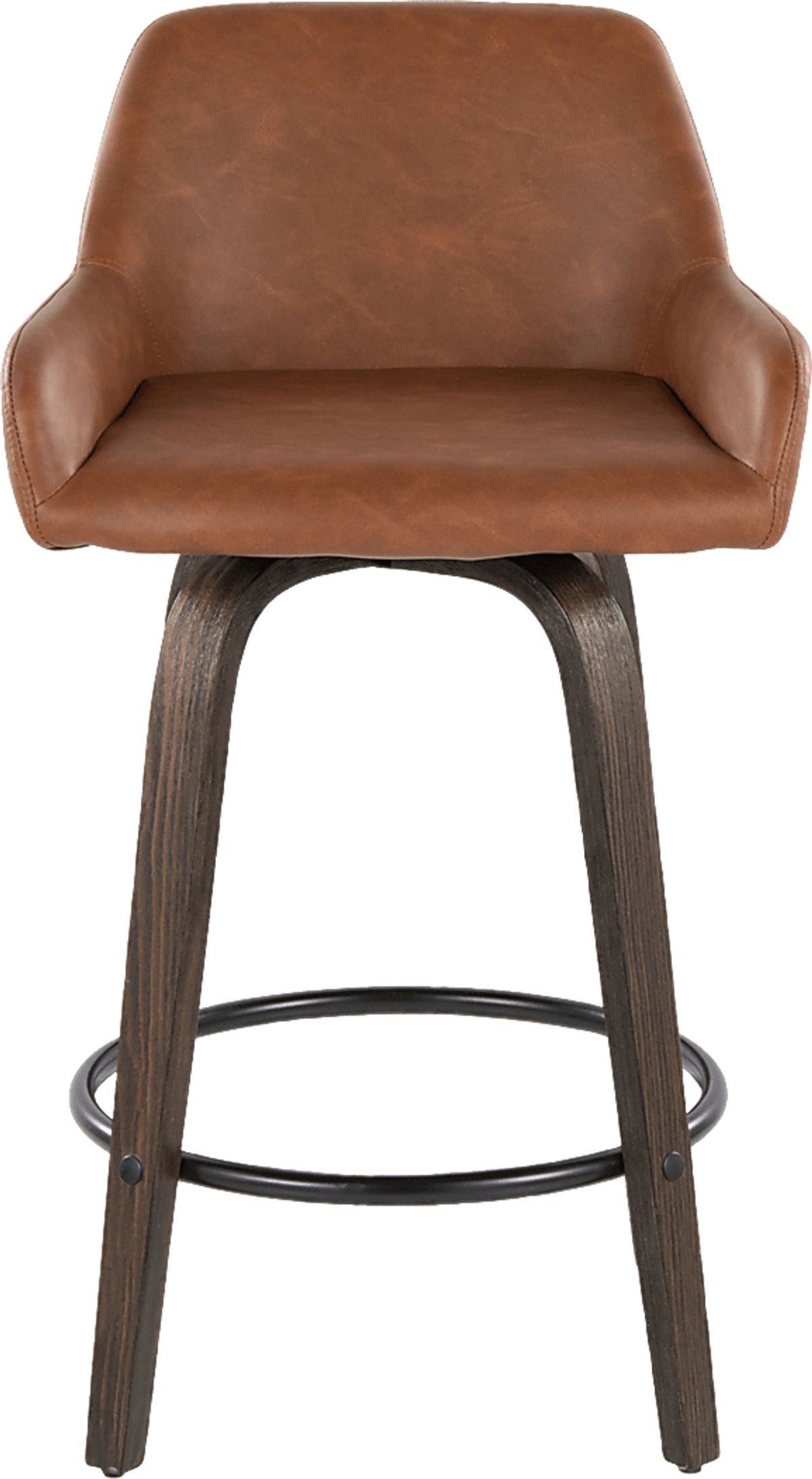Rimcrest VII Walnut Dark Wood Camel Brown Swivel Barstool | Rooms to Go