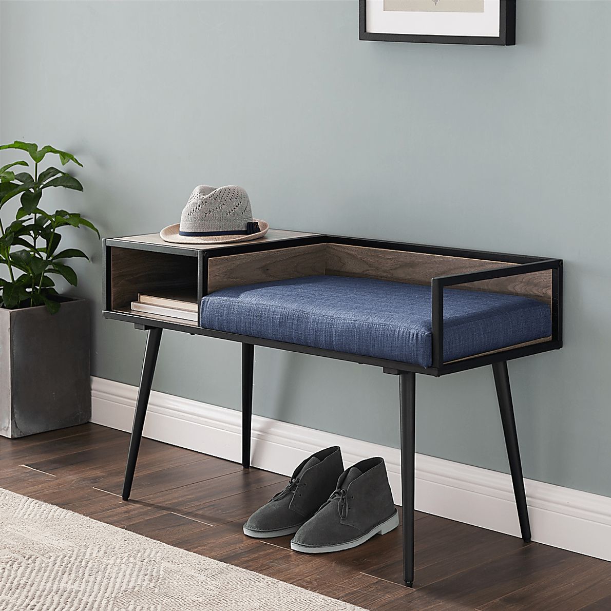 Rison Blue Accent Bench - Rooms To Go