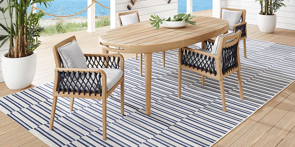 Riva 5 Pc Blonde Light Wood Dove Gray Teak Outdoor Seating Set With ...