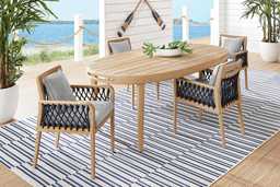 Riva 5 Pc Blonde Light Wood Slate Gray Teak Outdoor Dining Set With ...