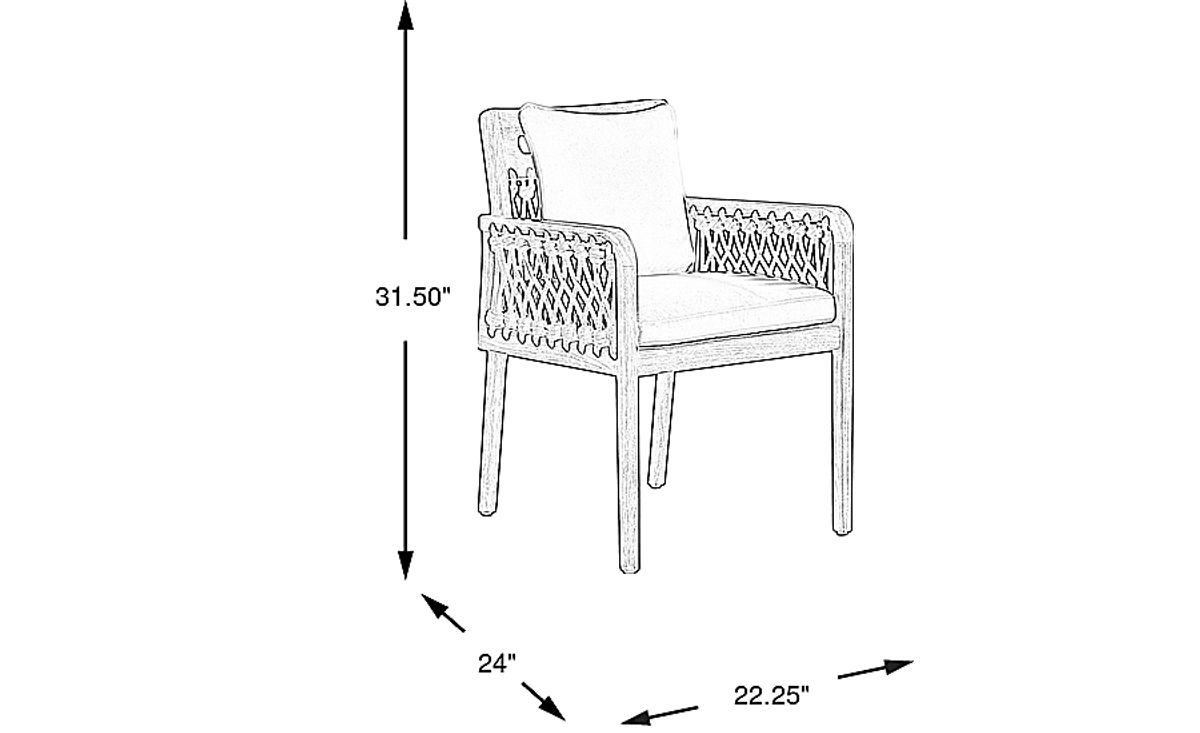 Riva Blonde Light Wood Flax Beige Teak Outdoor Arm Chair | Rooms to Go