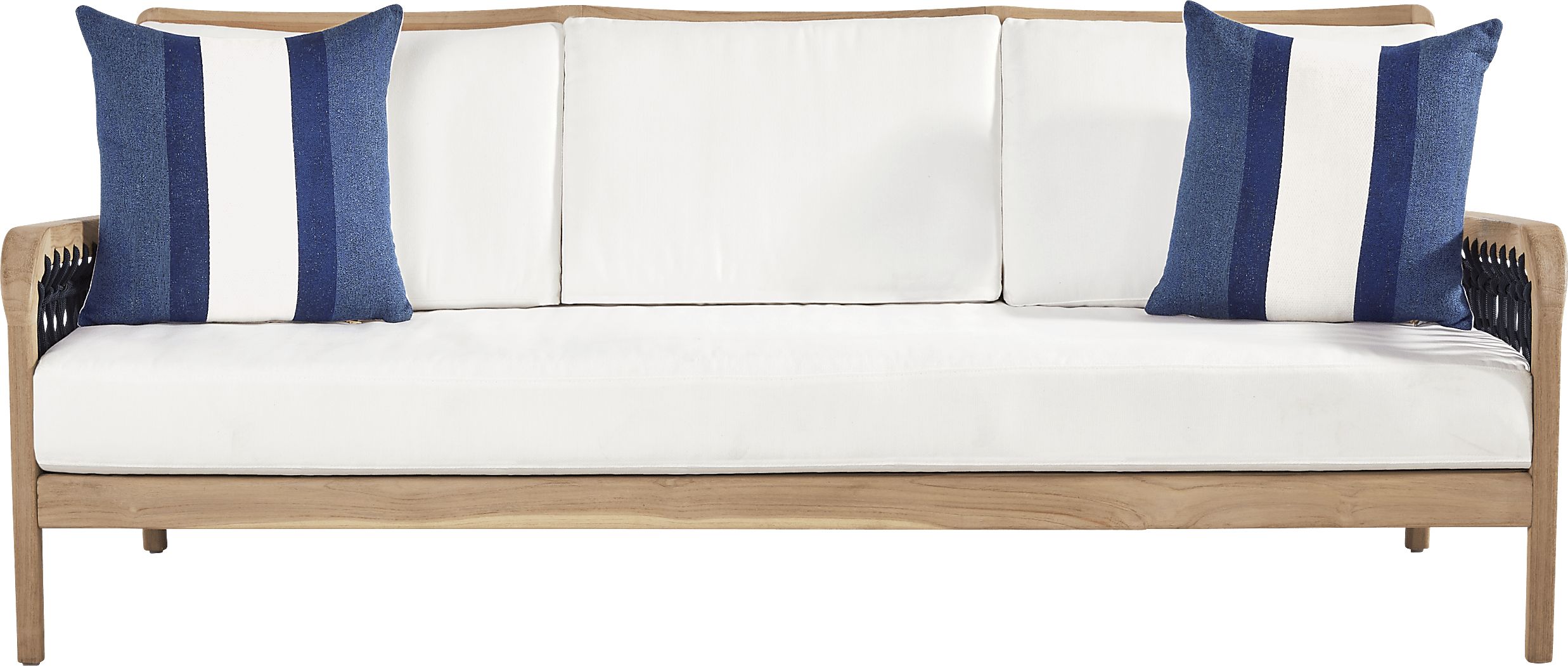 Riva Blonde Light Wood White Teak Outdoor Sofa | Rooms to Go