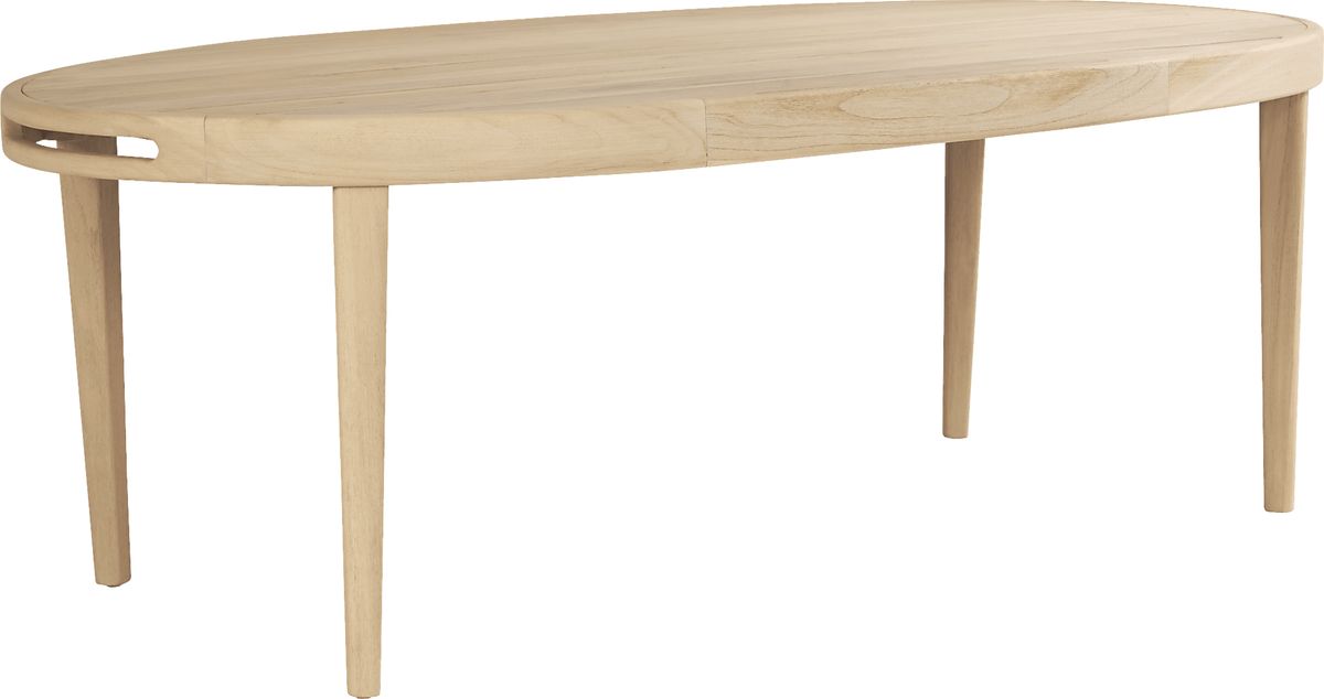 Riva 7 Pc Blonde Light Wood Flax Beige Teak Outdoor Dining Set With ...