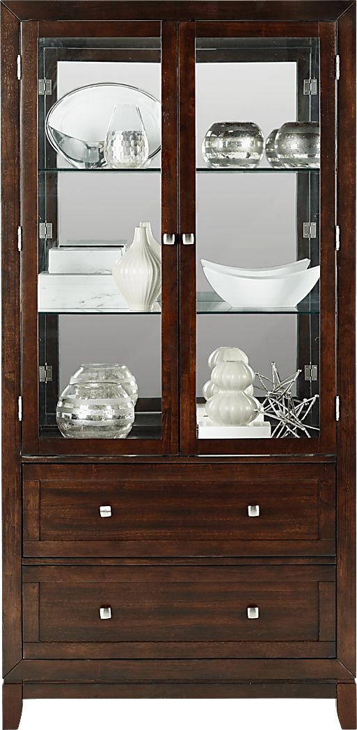 Riverdale Dark Cherry Wood Curio | Rooms to Go