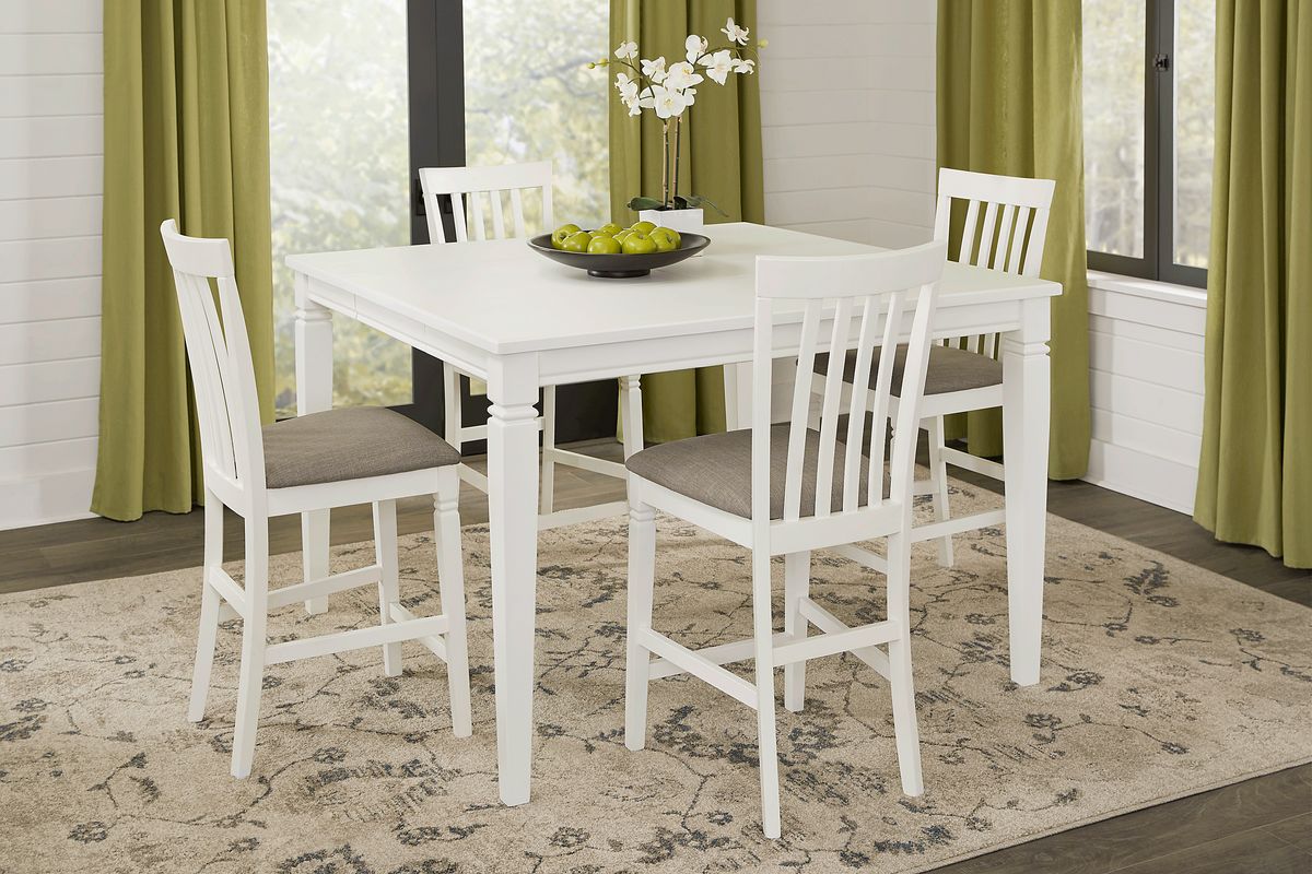 Riverdale 5 Pc White Colors,White Dining Room Set With Counter Height ...