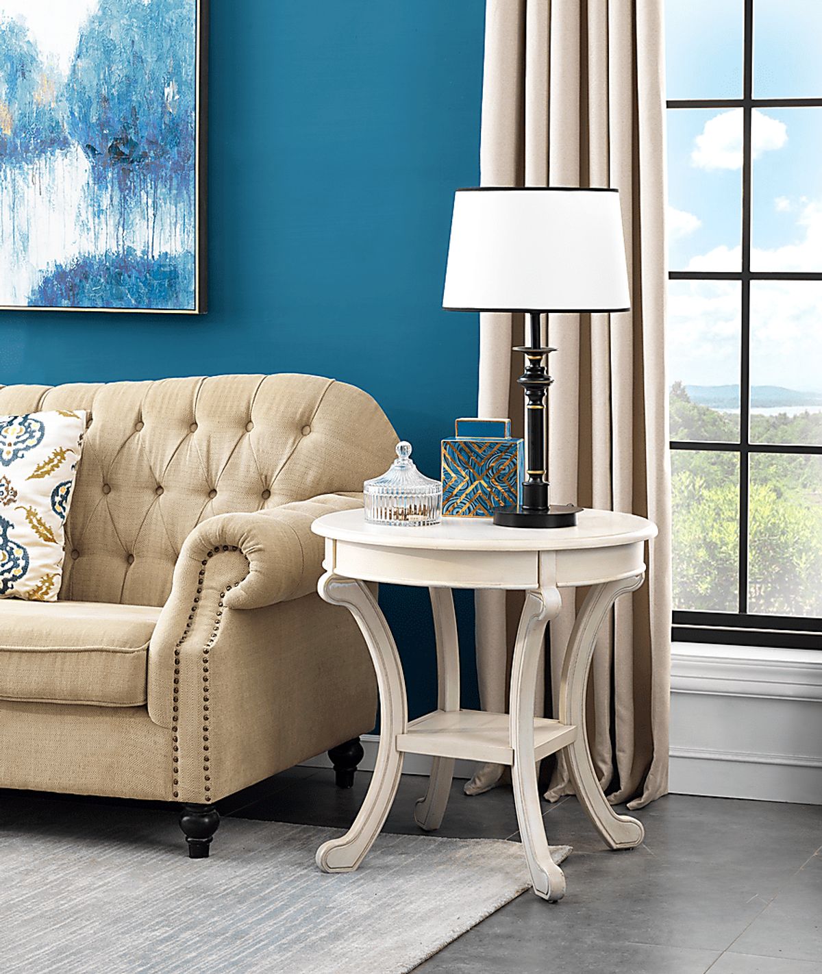 Riverine Cream Colors,Light Wood,White Accent Table | Rooms to Go